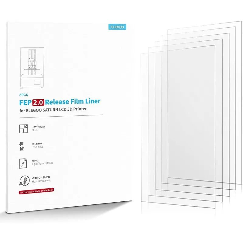 Set of 5 FEP 2.0 films, Elegoo Saturn - Polyfab3D