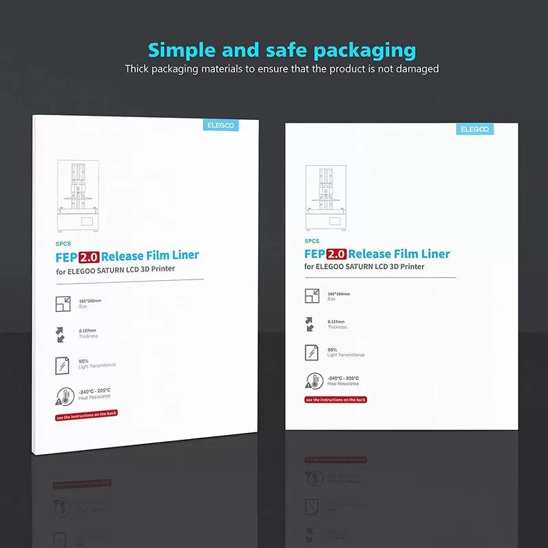 Set of 5 FEP 2.0 films, Elegoo Saturn - Polyfab3D