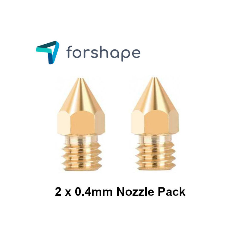 Set of 2 Nozzles 0.4mm Brass MK8 for 3D printer - Polyfab3D